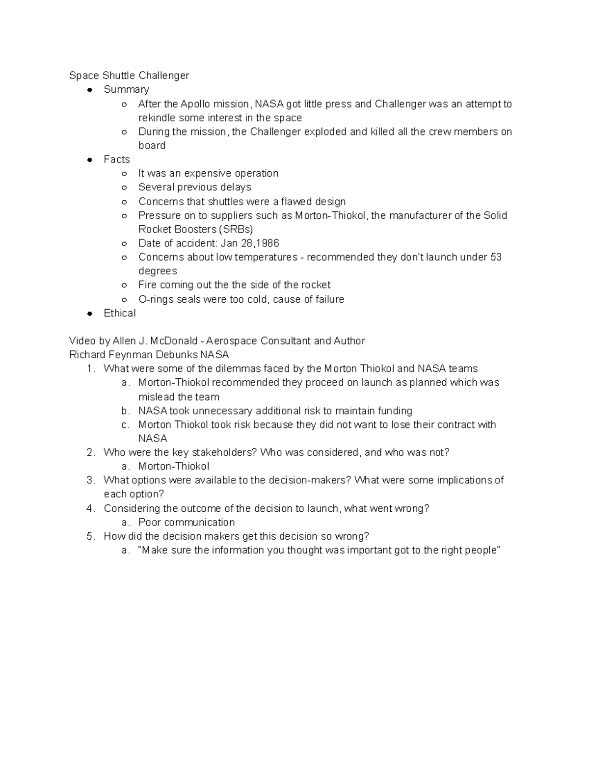 Space Shuttle Challenger - McDonald - Aerospace Consultant and Author ...