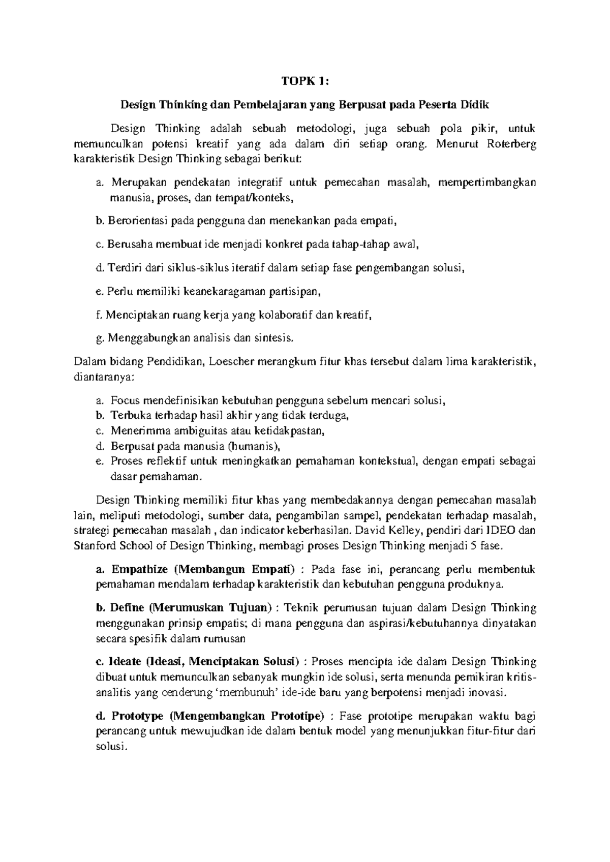 Rangkuman Design Thinking - TOPK 1: Design Thinking dan Pembelajaran yang Berpusat pada Peserta ...