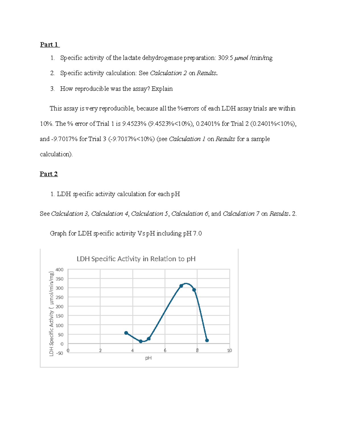 LAB 3 CHEM-271: LDH Specific Activity and pH Effects Analysis - Studocu