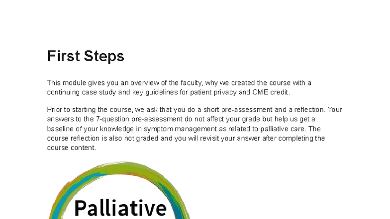 W1-Essentials of Palliative Care: Course Overview and Reflection - Studocu