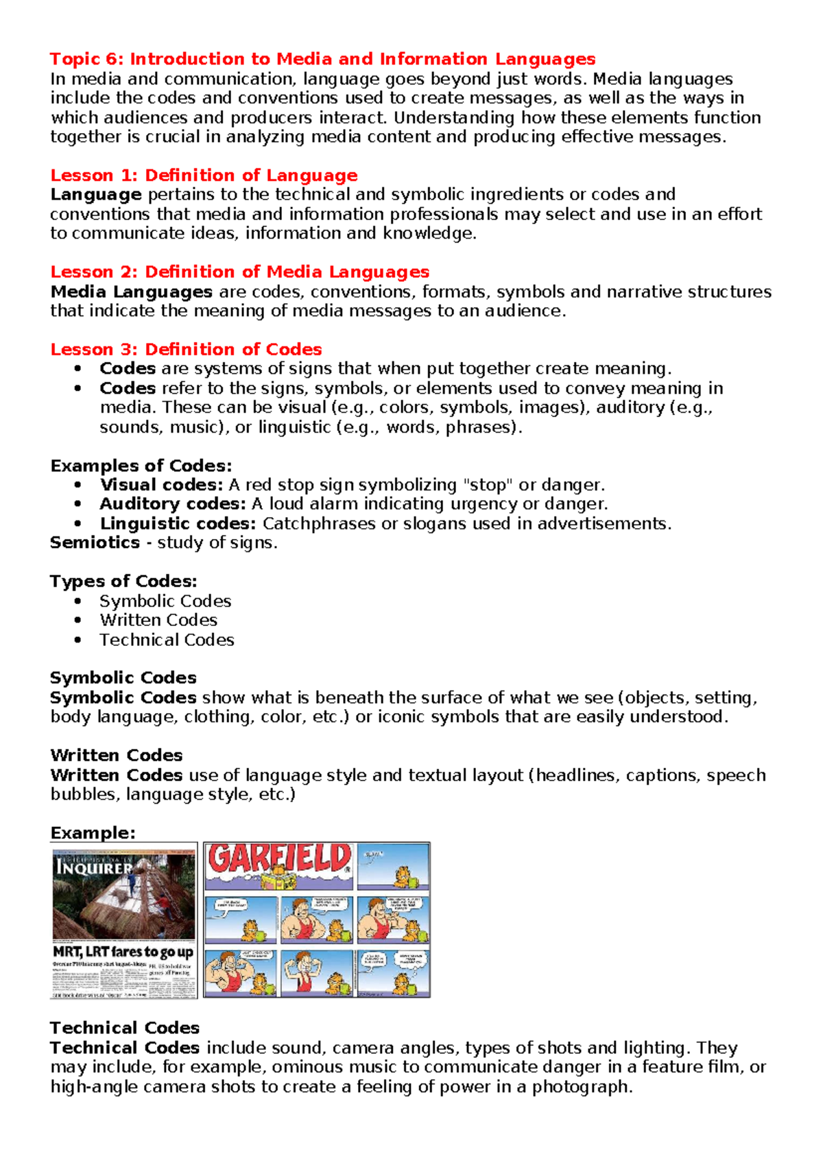 Topic 6: Media & Info Languages - Understanding Codes & Conventions ...