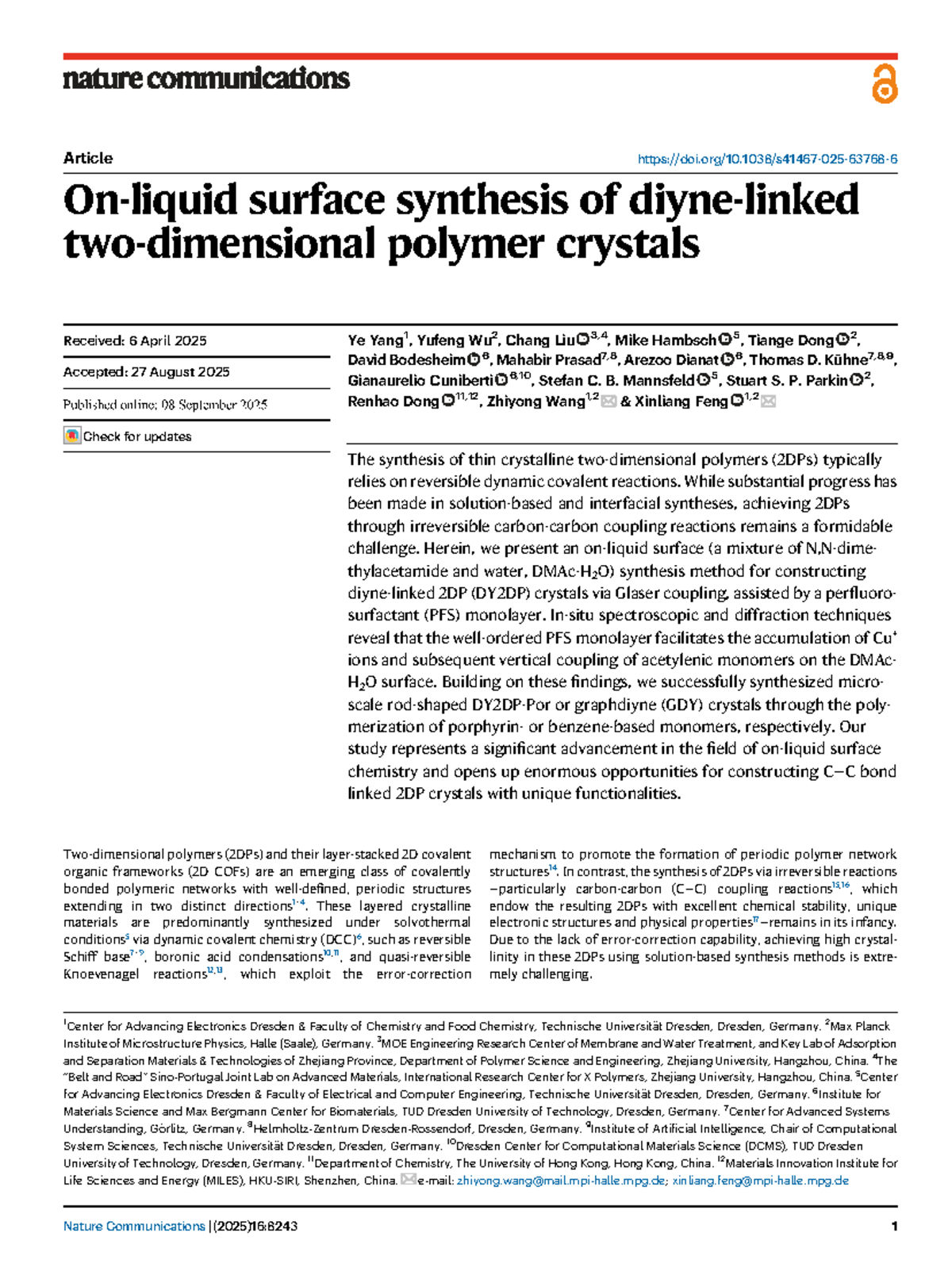 S41467 025 63768 6 - Surface Synthesis of 2D Polymer Crystals via ...