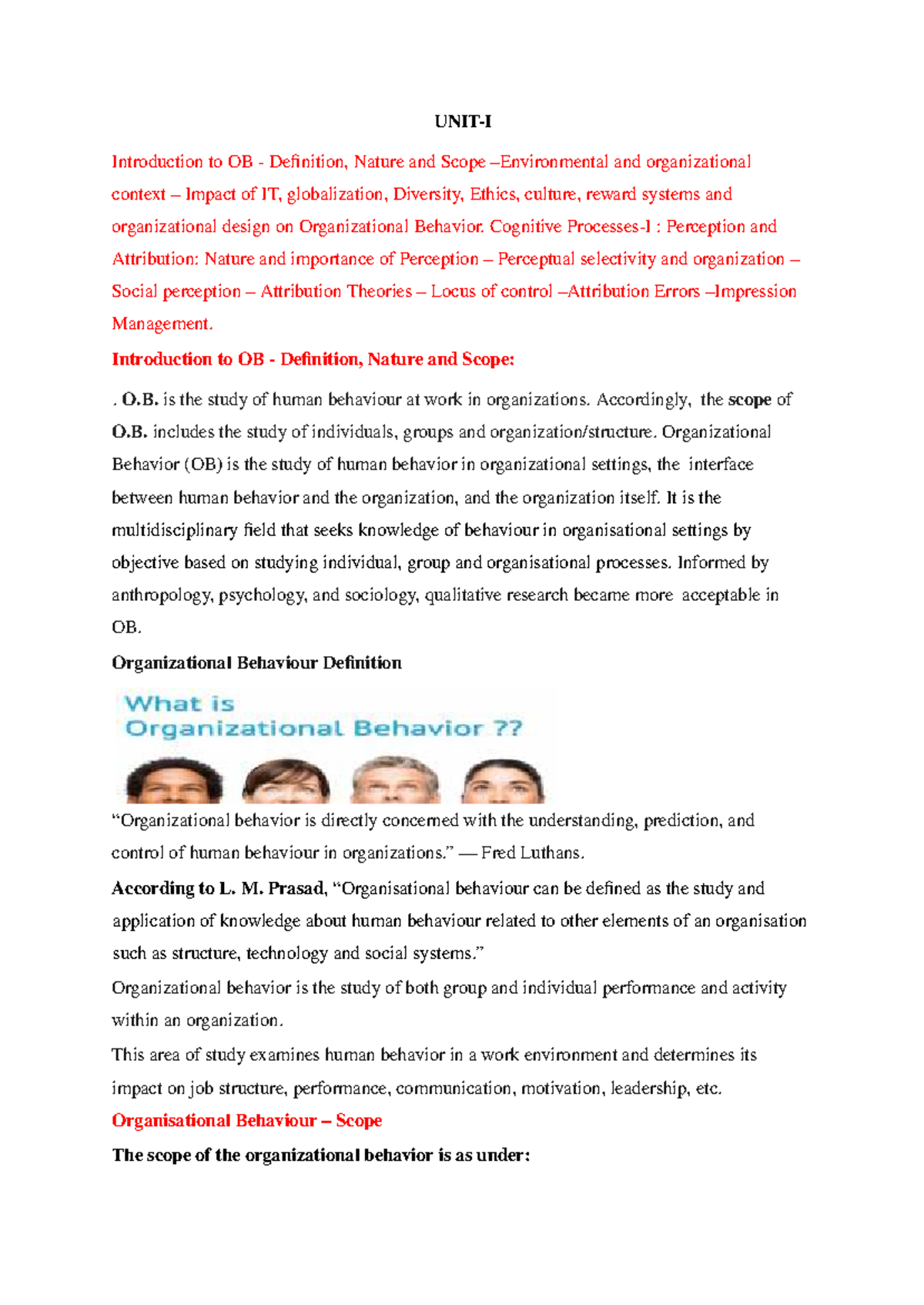 OB 1-5 Units: Understanding Organizational Behavior and Its Contexts ...