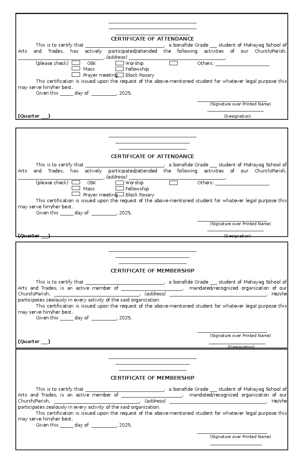 CONDUCT AWARDEE CERTIFICATE - GRADE STUDENT AT MAHAYAG SCHOOL - Studocu