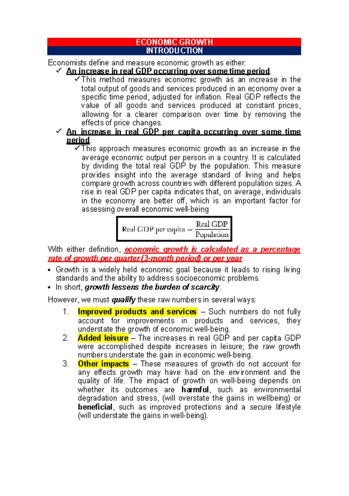 Chapter 6 - Economic Growth Overview (BSA) - Studocu