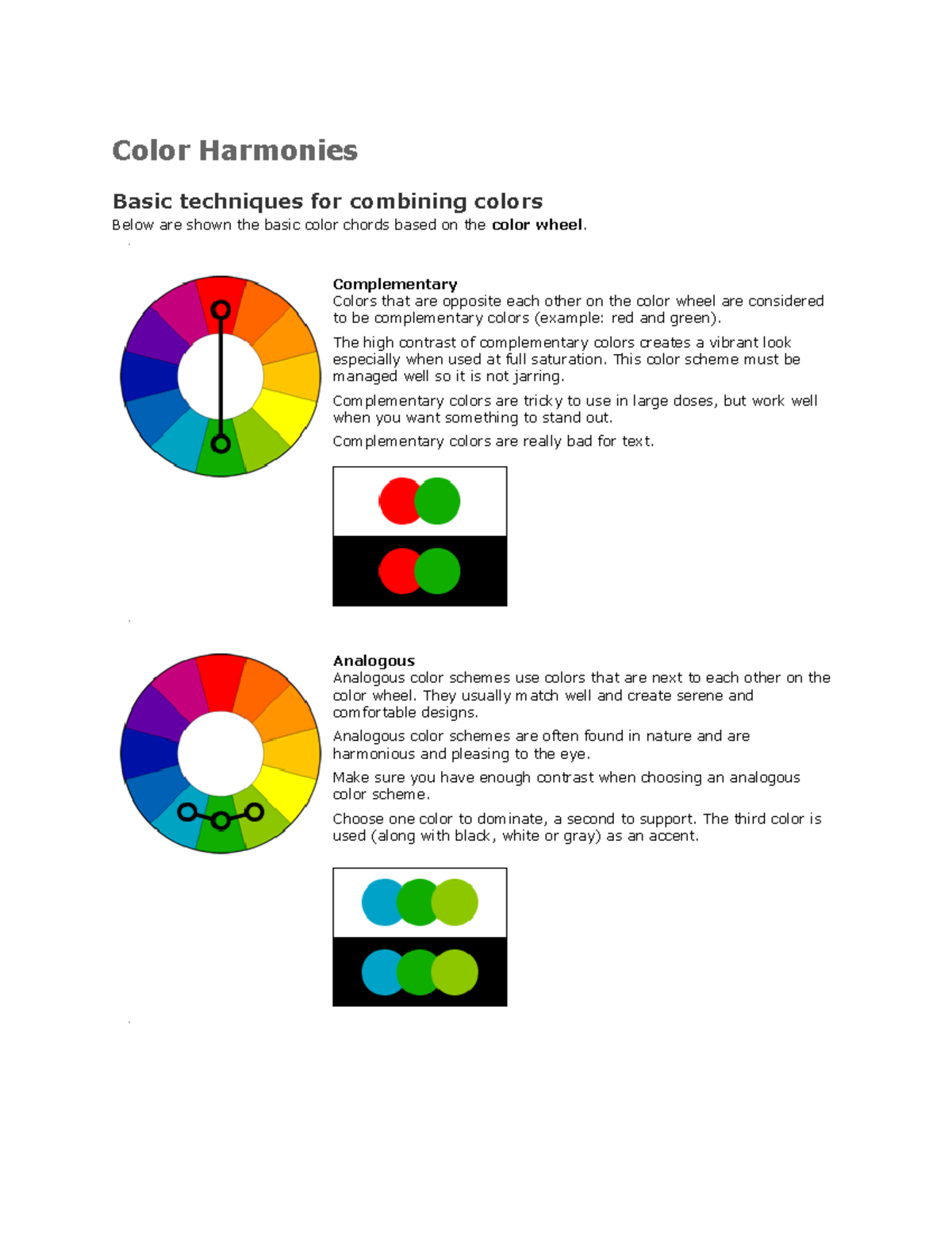 Color Harmonies - This was from the class 0f 2020. - Color Harmonies Basic techniques for ...