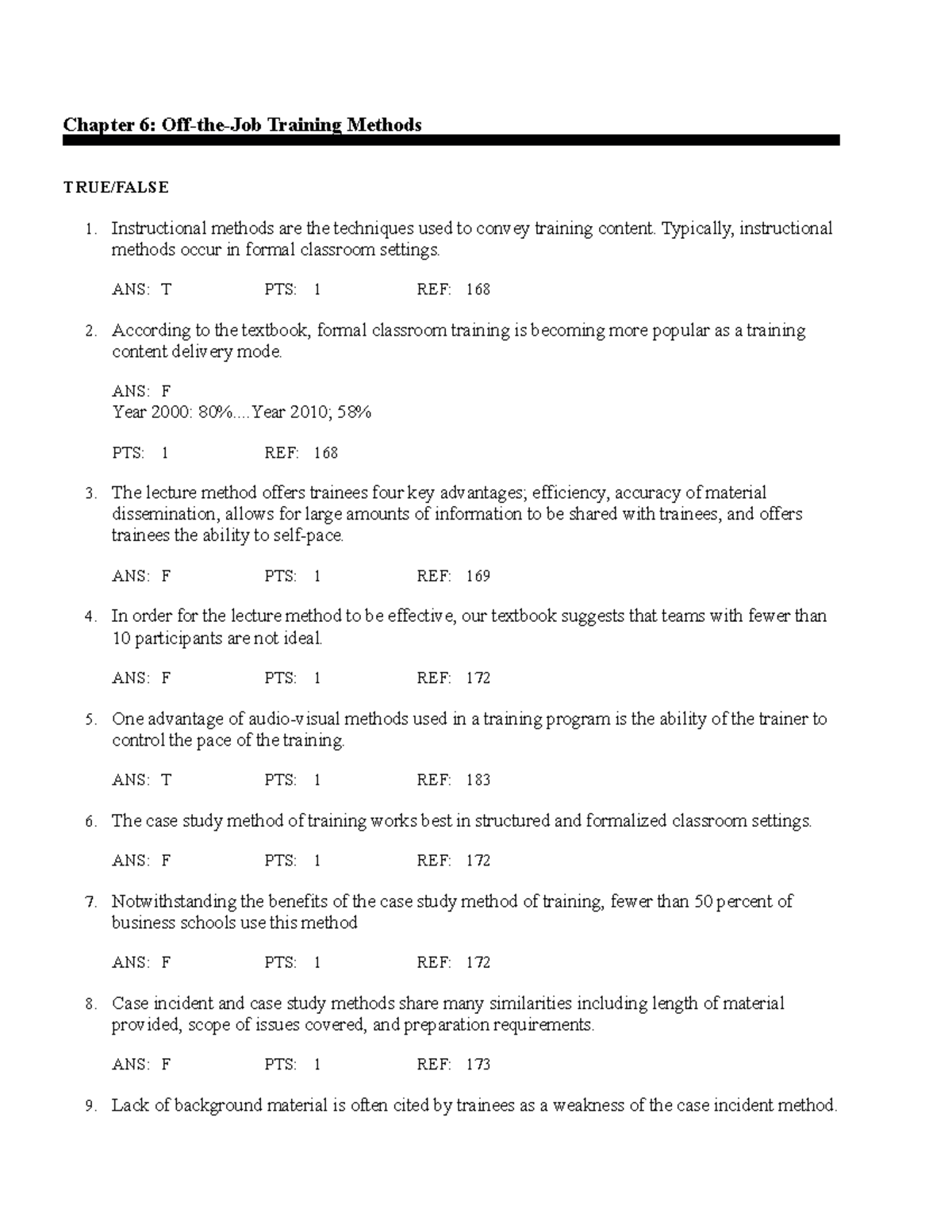QUIZ 6 15 June 2018, questions and answers - Chapter 6: Off-the-Job ...