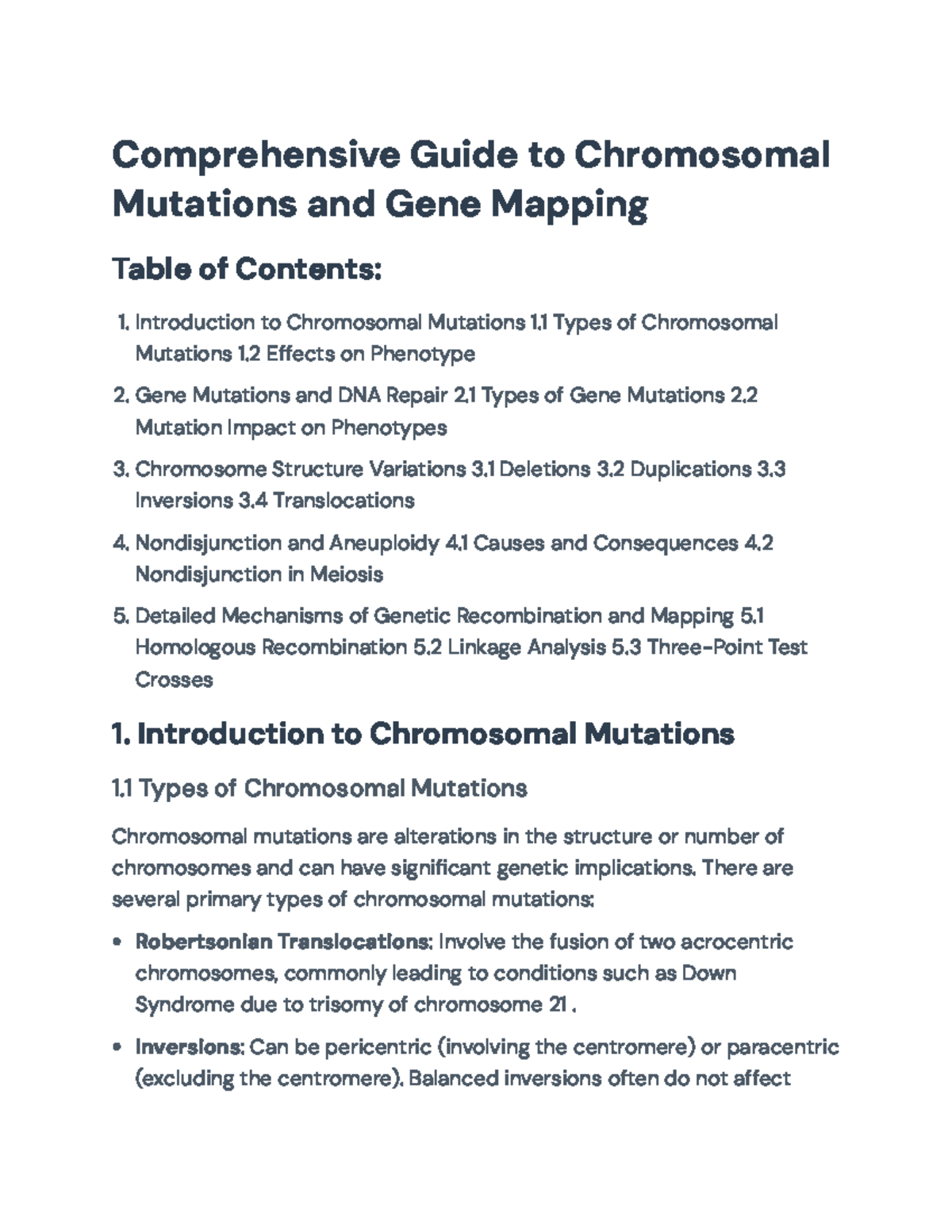 Comprehensive Guide to Chromosomal Mutations and Gene Mapping ...