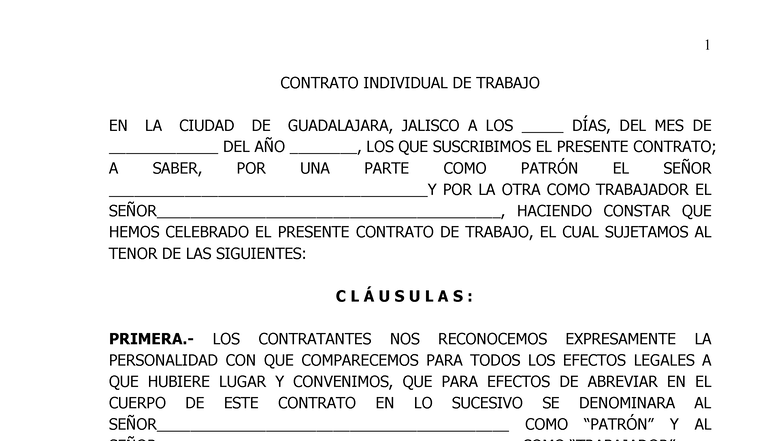 Ejemplo de Contrato Individual de Trabajo - Andrei Balam - Studocu