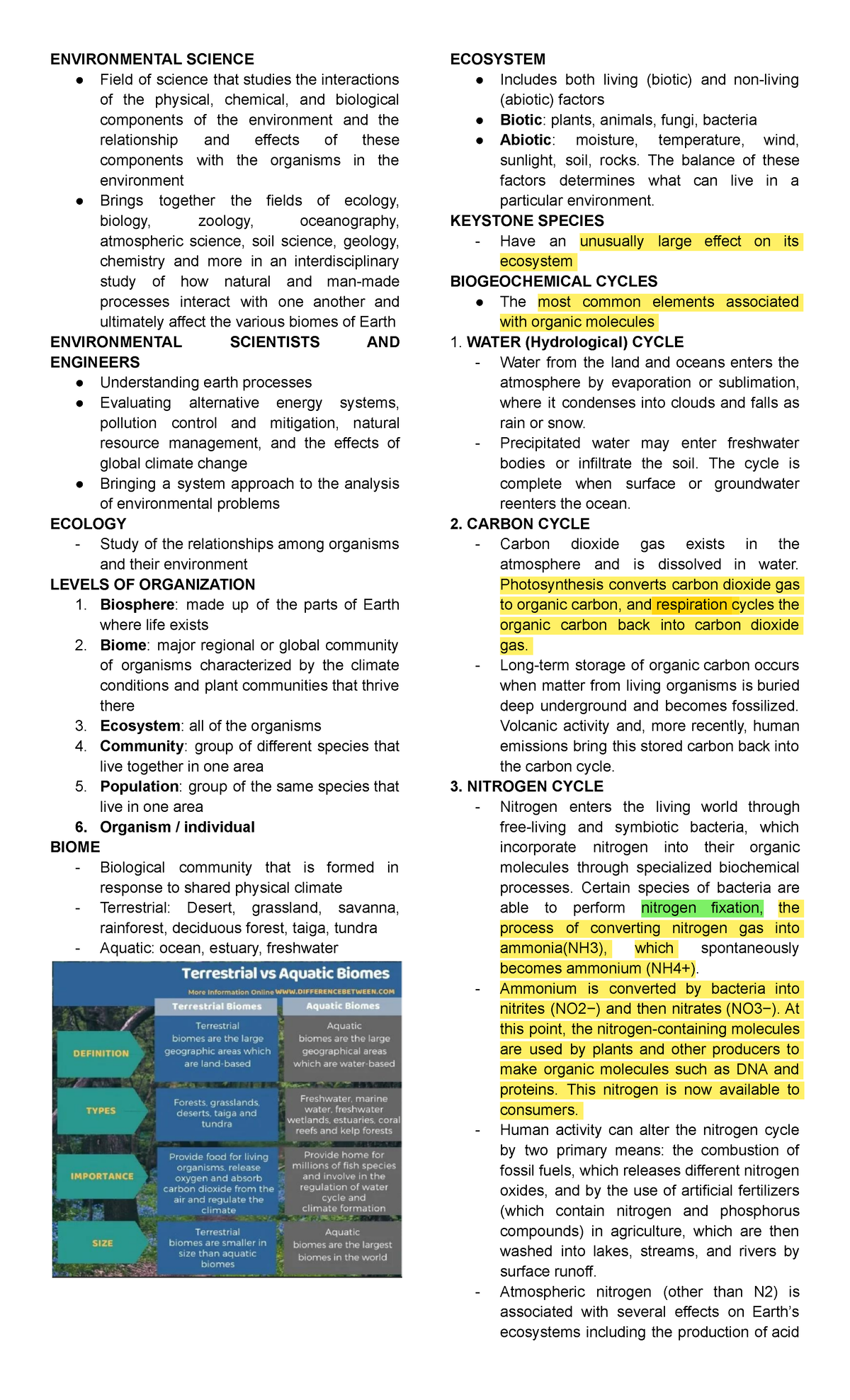 Envi Sci-Rev: Comprehensive Overview of Environmental Science - Studocu