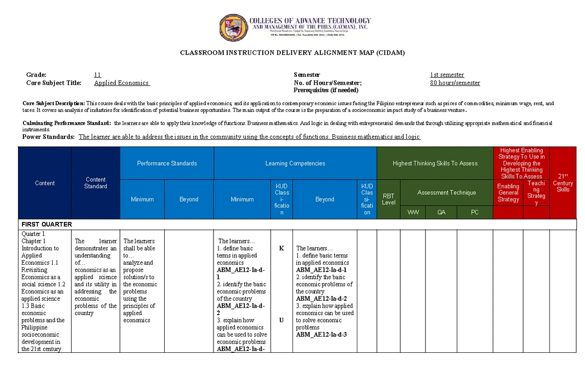 CIDAM: Earth and Life Science (Grade 11 - 1st Semester Curriculum Guide ...