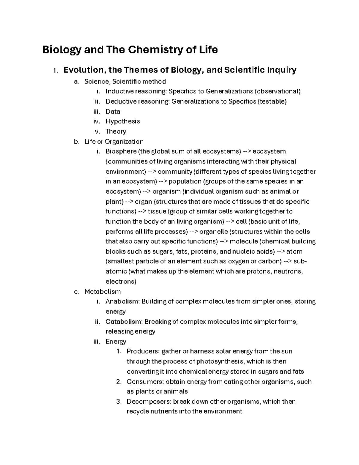 Biology 101: The Chemistry of Life & Biological Principles Overview ...