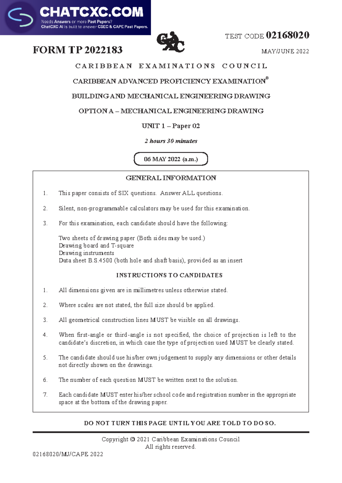 CAPE BMED Option A MDraw Unit 1 Paper 02 May/June 2022 Exam Guide - Studocu