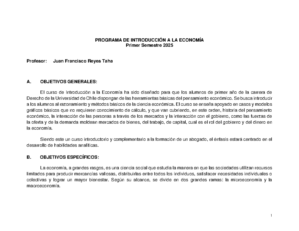 Introducción a la Economía - Derecho 1er Semestre 2025 - Studocu