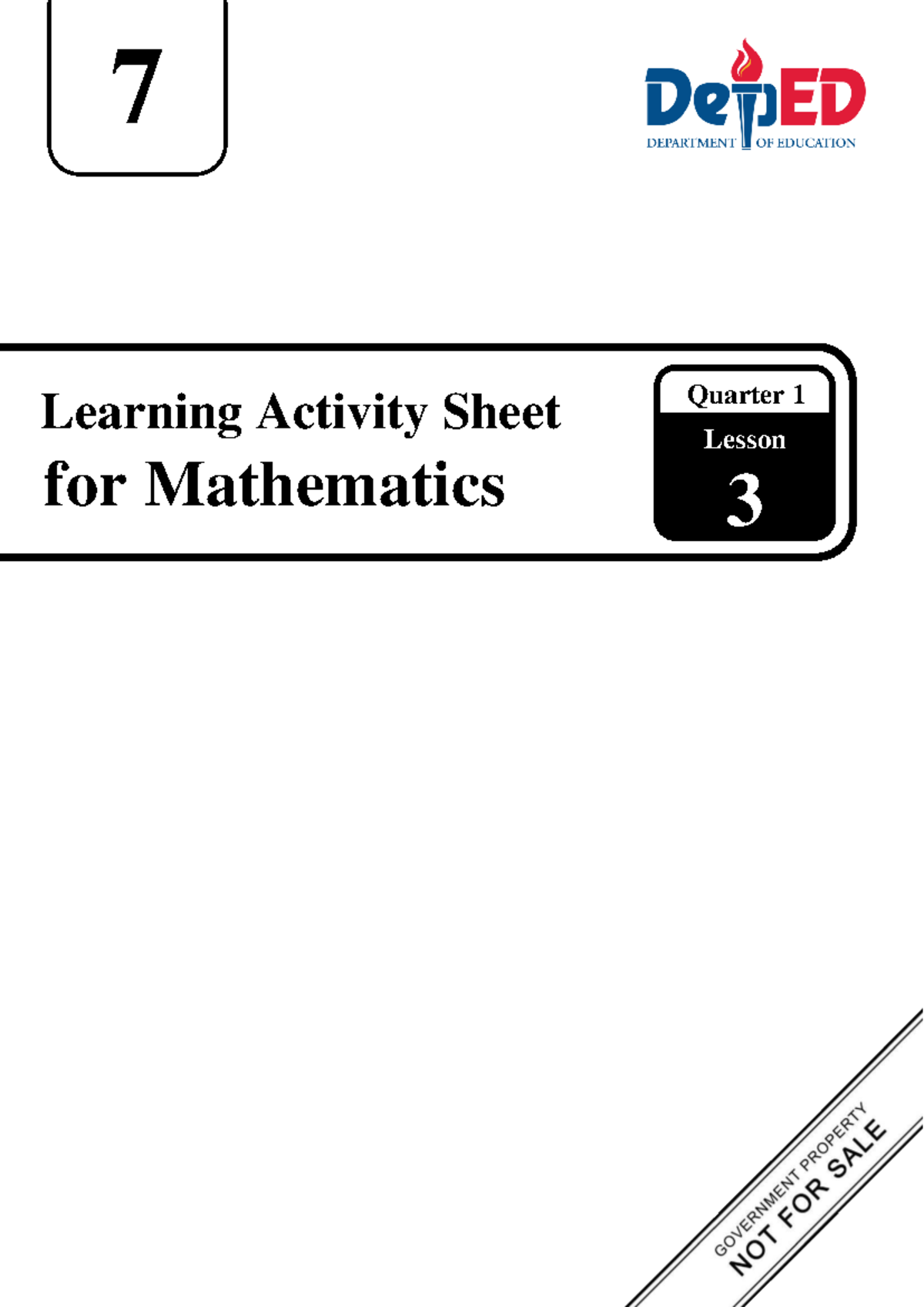 Mathematics 7 Q1 Lesson 3 Activity Sheet: Exterior & Interior Angles ...