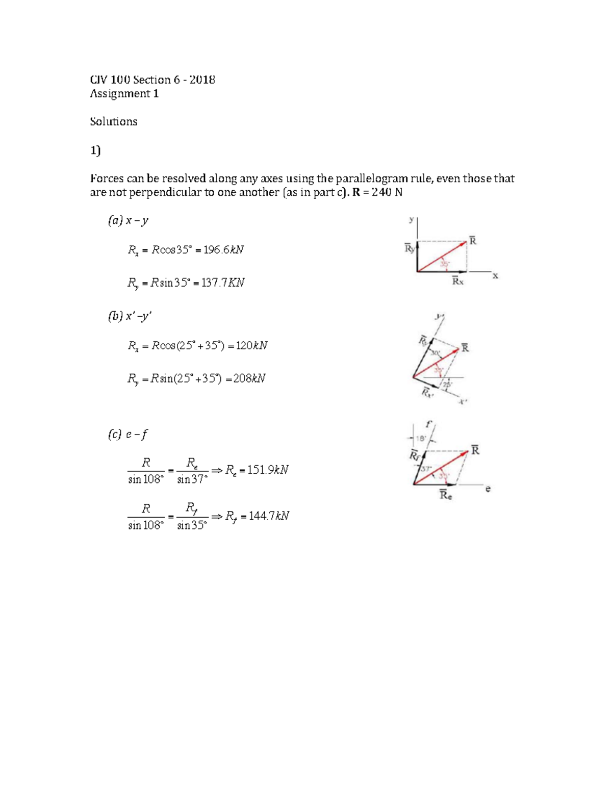 CIV 100 Sec 6 - 2018 Assignment 1 Solutions and Explanations - Studocu