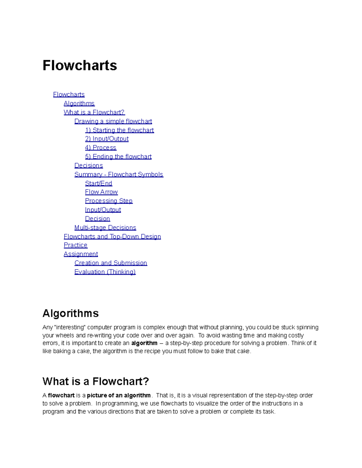 Flowcharts & Algorithms - Assignment for Programming 1 - Studocu