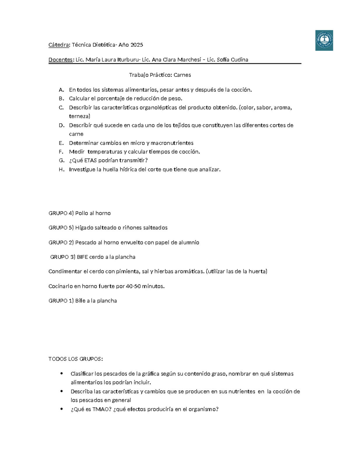 TP Carnes: Análisis de Cocción y Características Nutricionales - Studocu