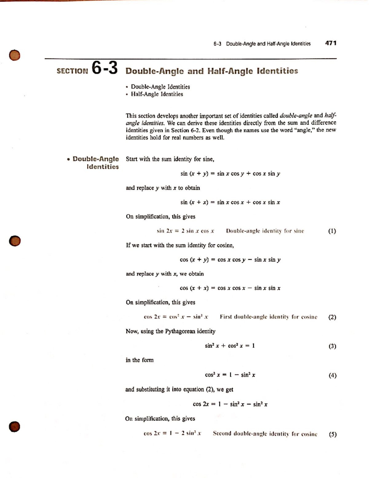 Double and Half-Angle Identities (MATH 471 Handout) - Studocu