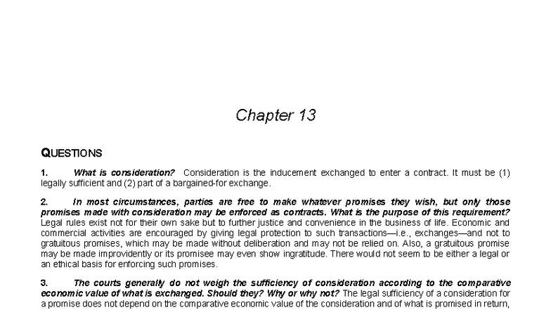 Ch13 - Consideration and Contract Law Concepts - Studocu
