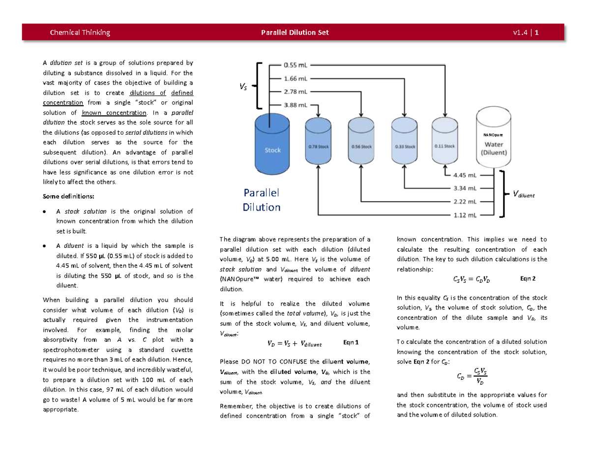 Chemical Thinking: Parallel Dilution Set Guide (v1.4) - Studocu