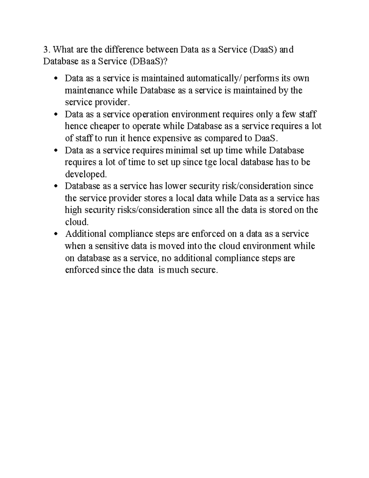 DBA 101 - Differences Between DaaS and DBaaS Explained - Studocu