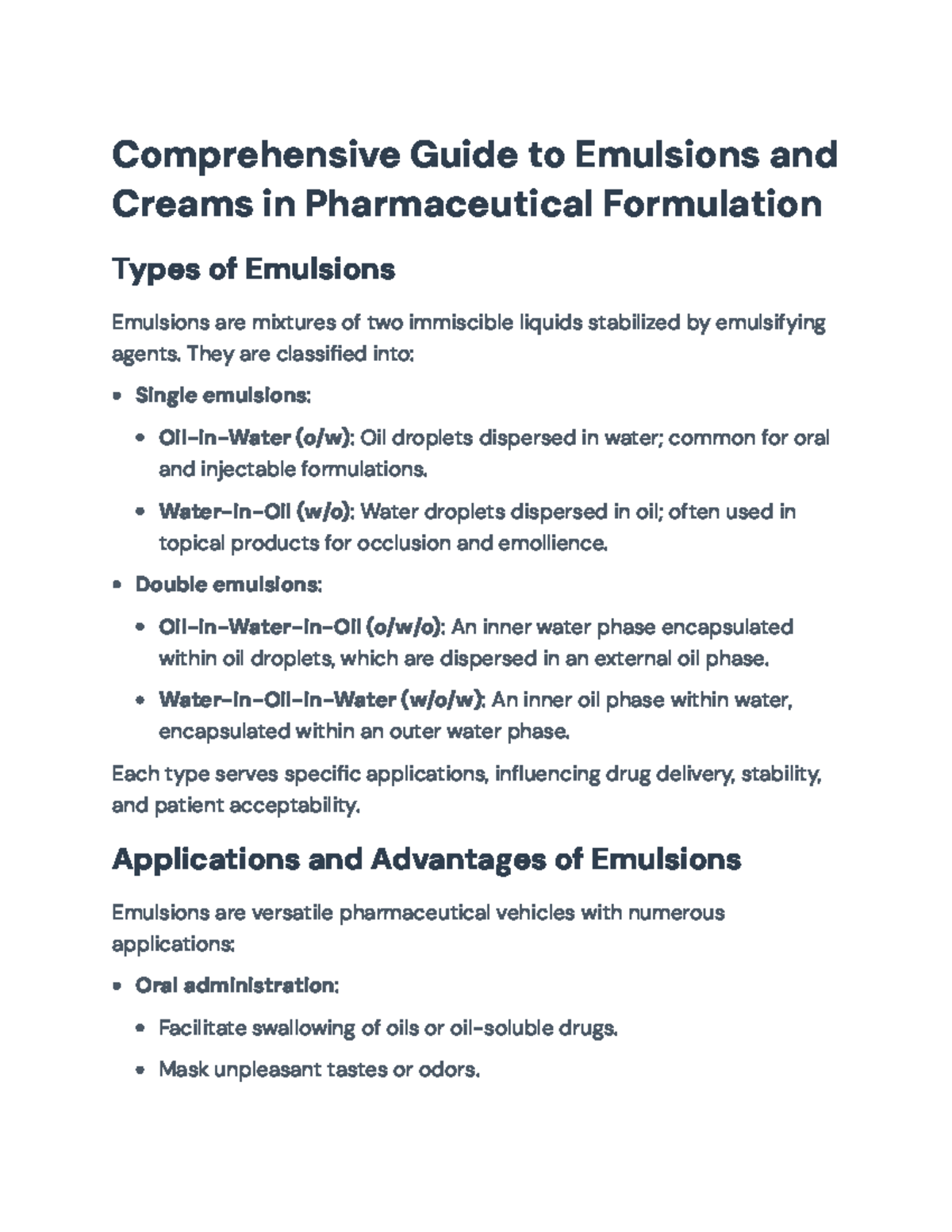 Comprehensive Overview of Emulsions & Creams in Pharmaceutics (PHAR 101 ...