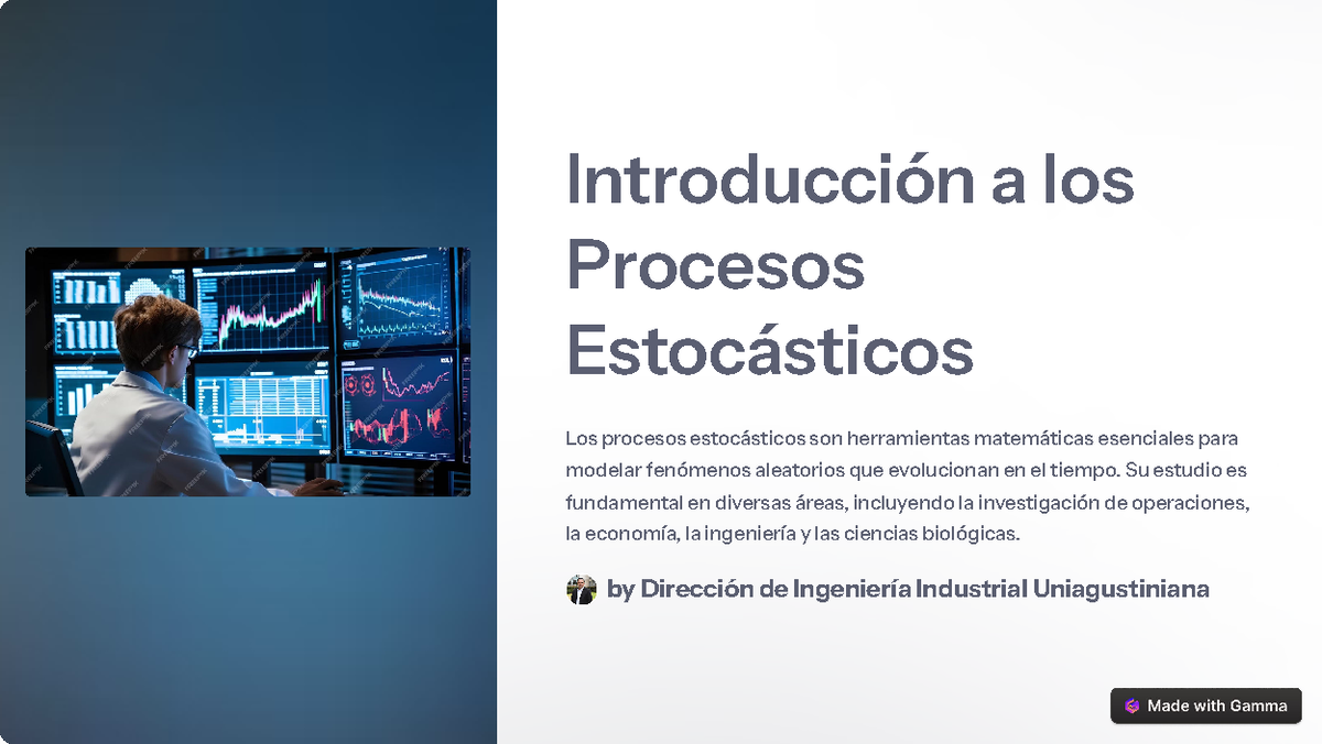 Clase Sem 1: Introducción a Procesos Estocásticos y Su Análisis - Studocu