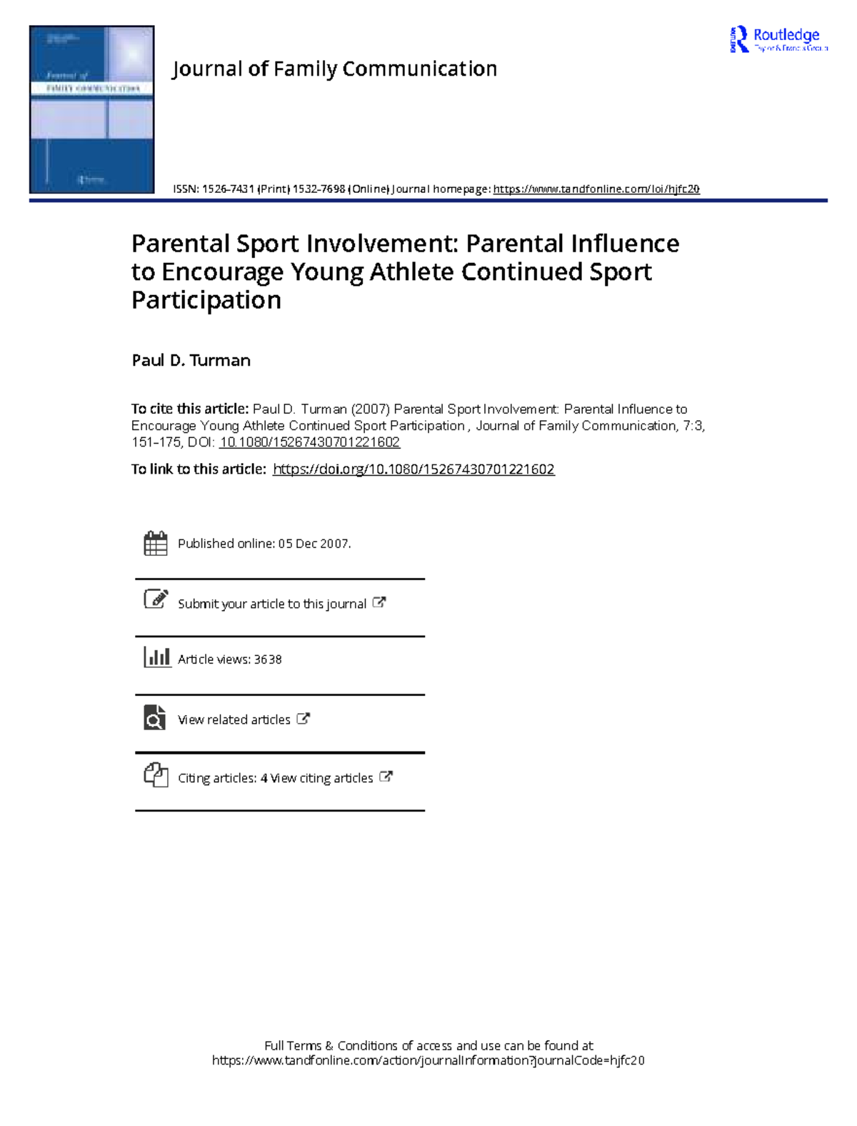 Parental Sport Involvement: Encouraging Youth Athletes' Participation ...