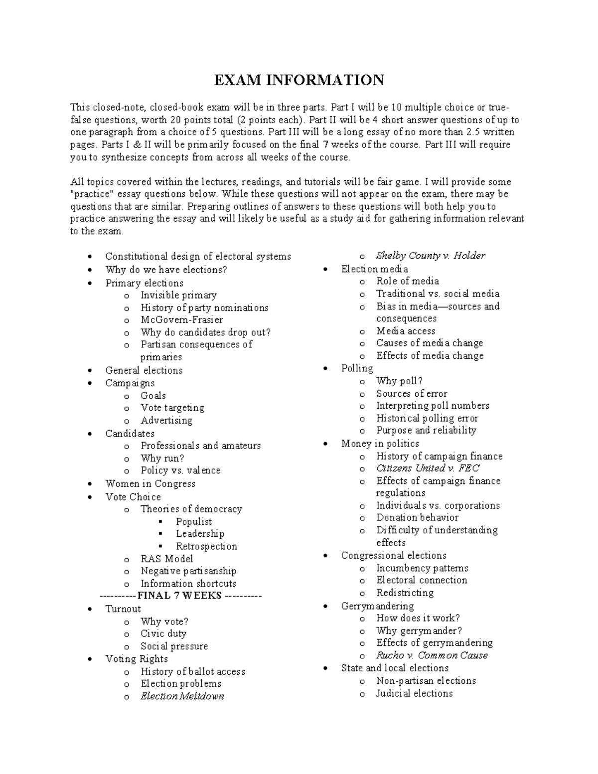 Exam Info F24 - ... - EXAM INFORMATION This closed-note, closed-book ...