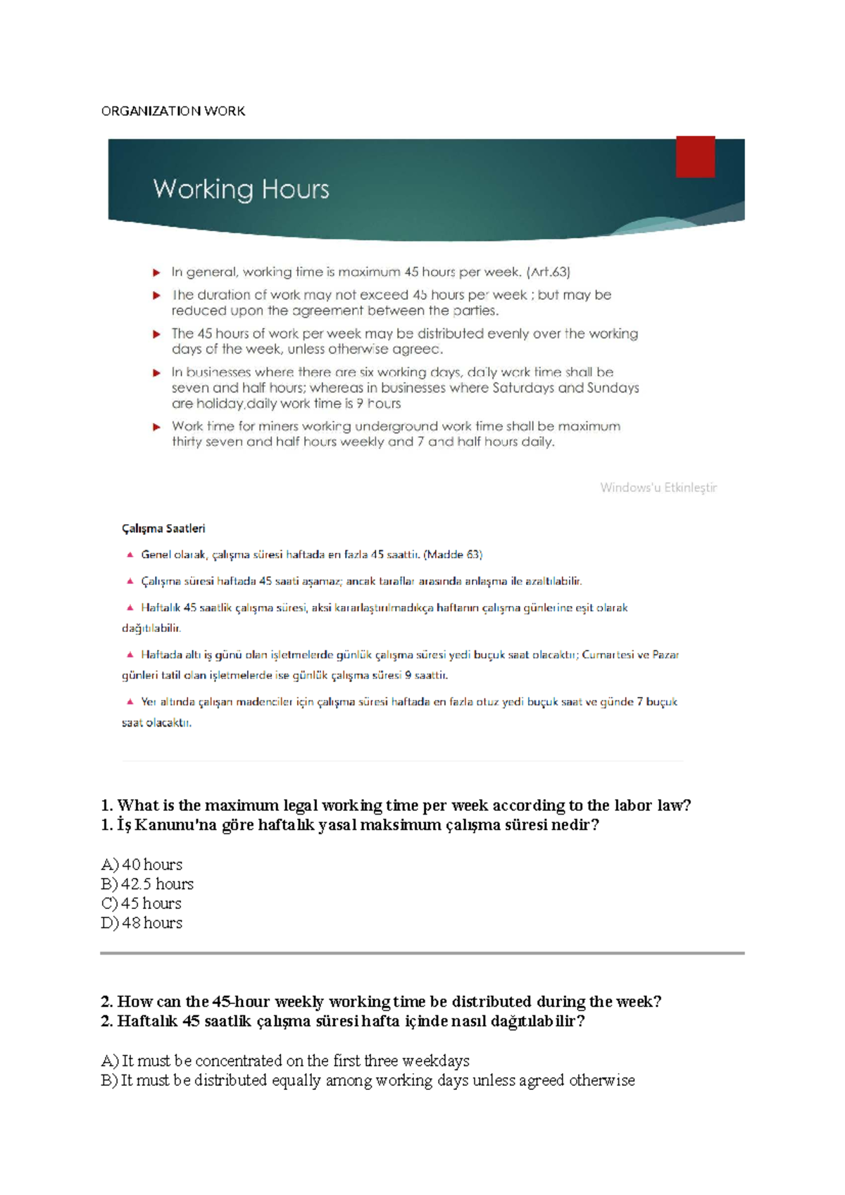 Labor Law Working Hours Overview - NLKNJKN - Studocu