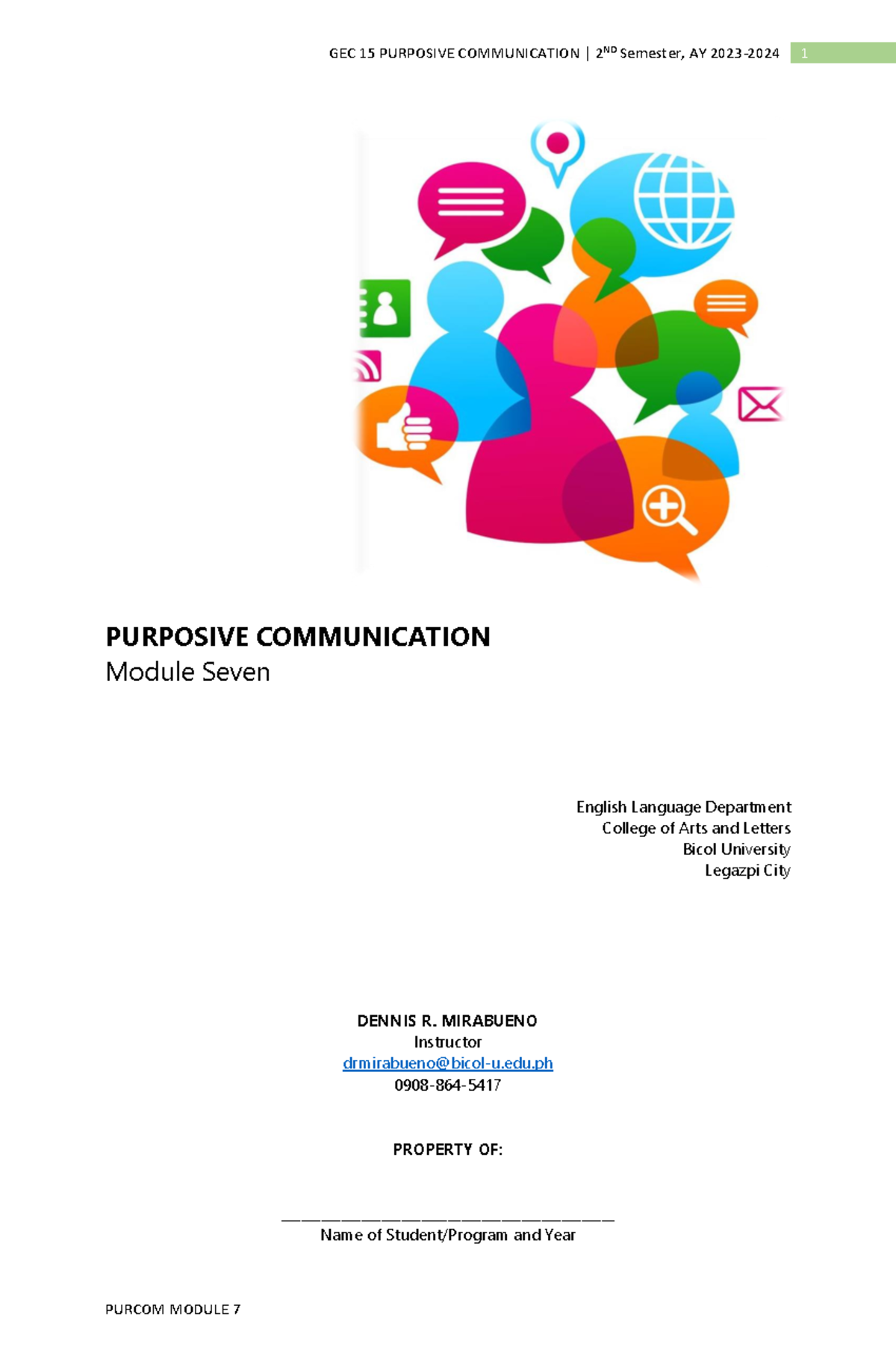 PurCom Module 7: Effective Communication for Workplace Success - Studocu