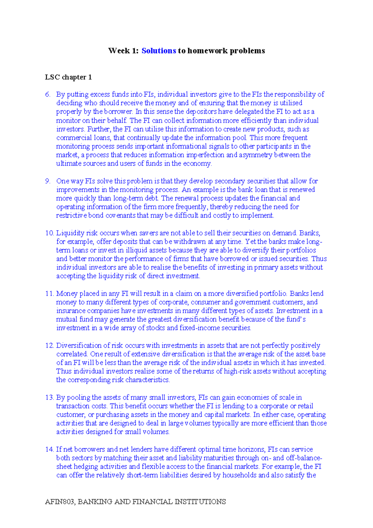 Week1 solutions - Week 1: Solutions to homework problems LSC chapter 1 ...