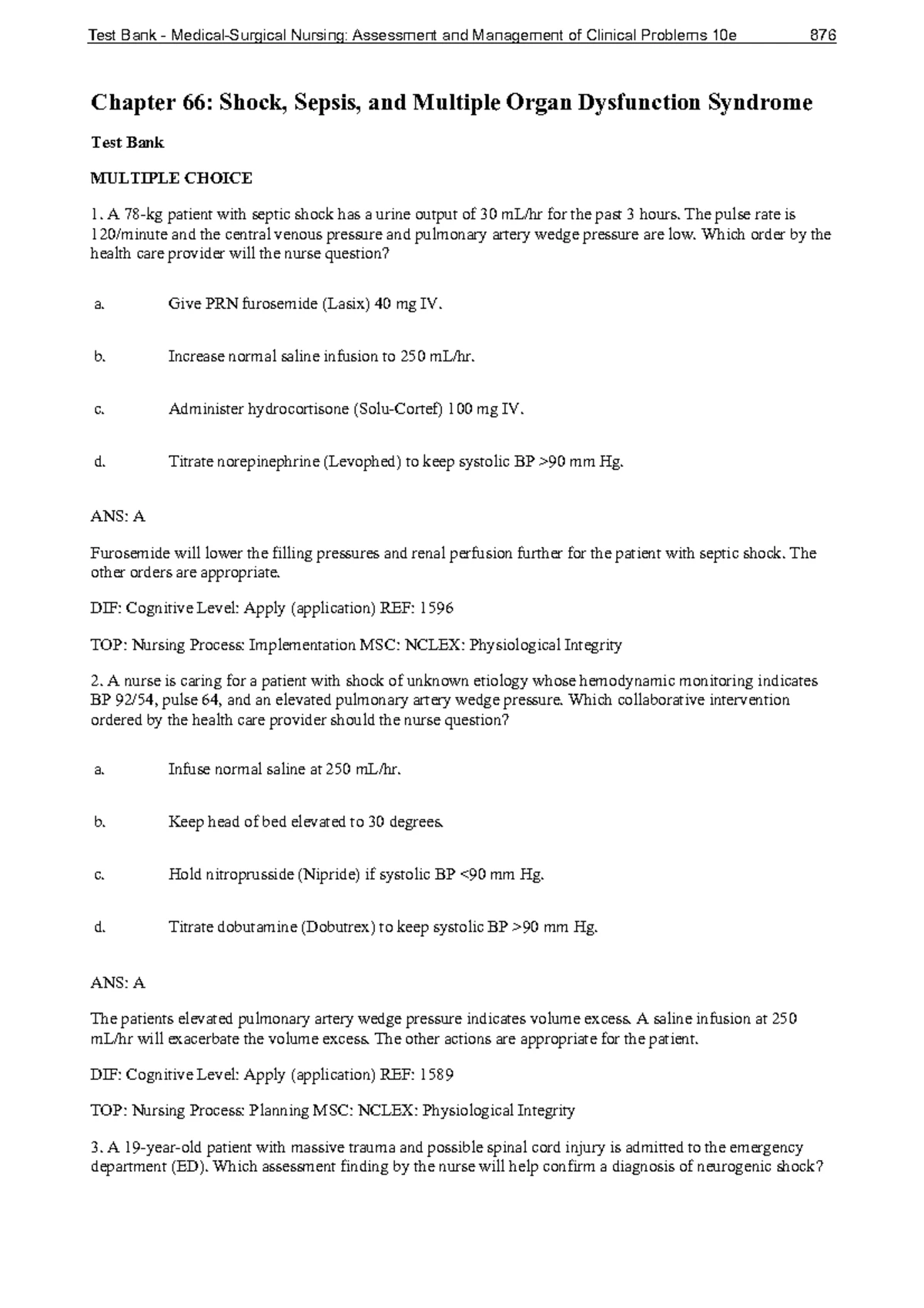 Chapter 11 - .... - Chapter 11: Shock, Sepsis, and Multiple Organ ...