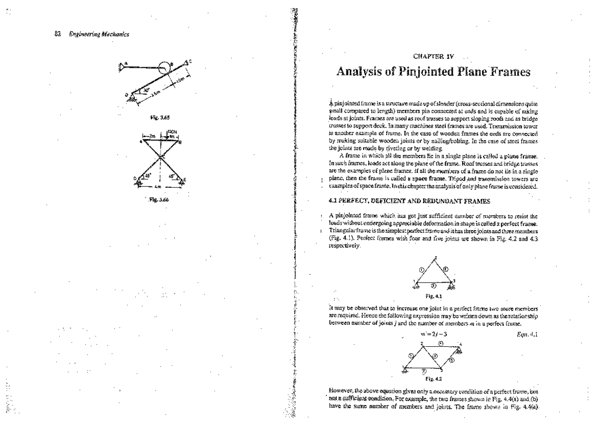 Analysis of Pin-Jointed Plane Frames (Eng Mechanics CH IV B) - Studocu
