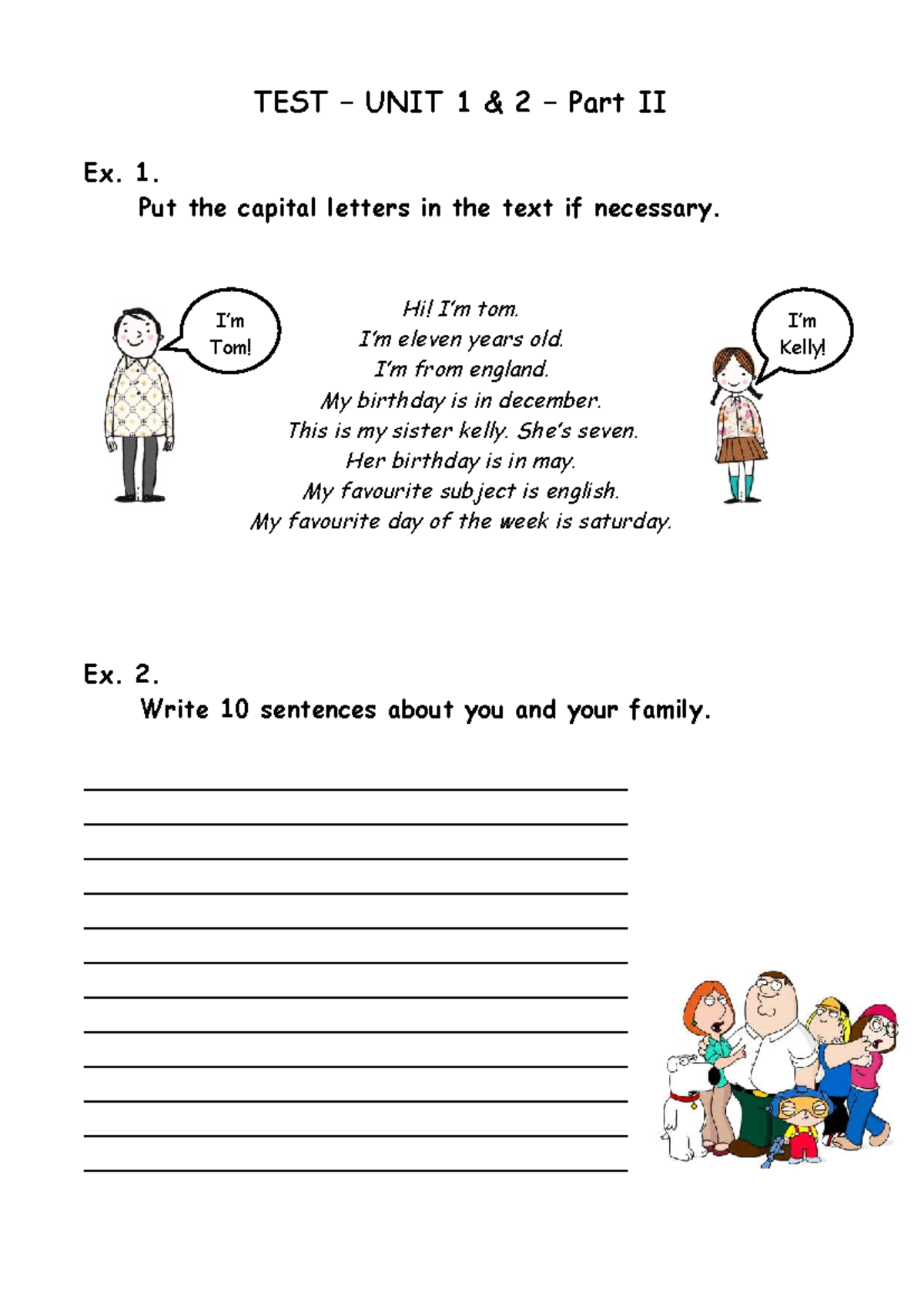 TEST - Unit 1 & 2 - Part II - Capitalization Exercises - Studocu