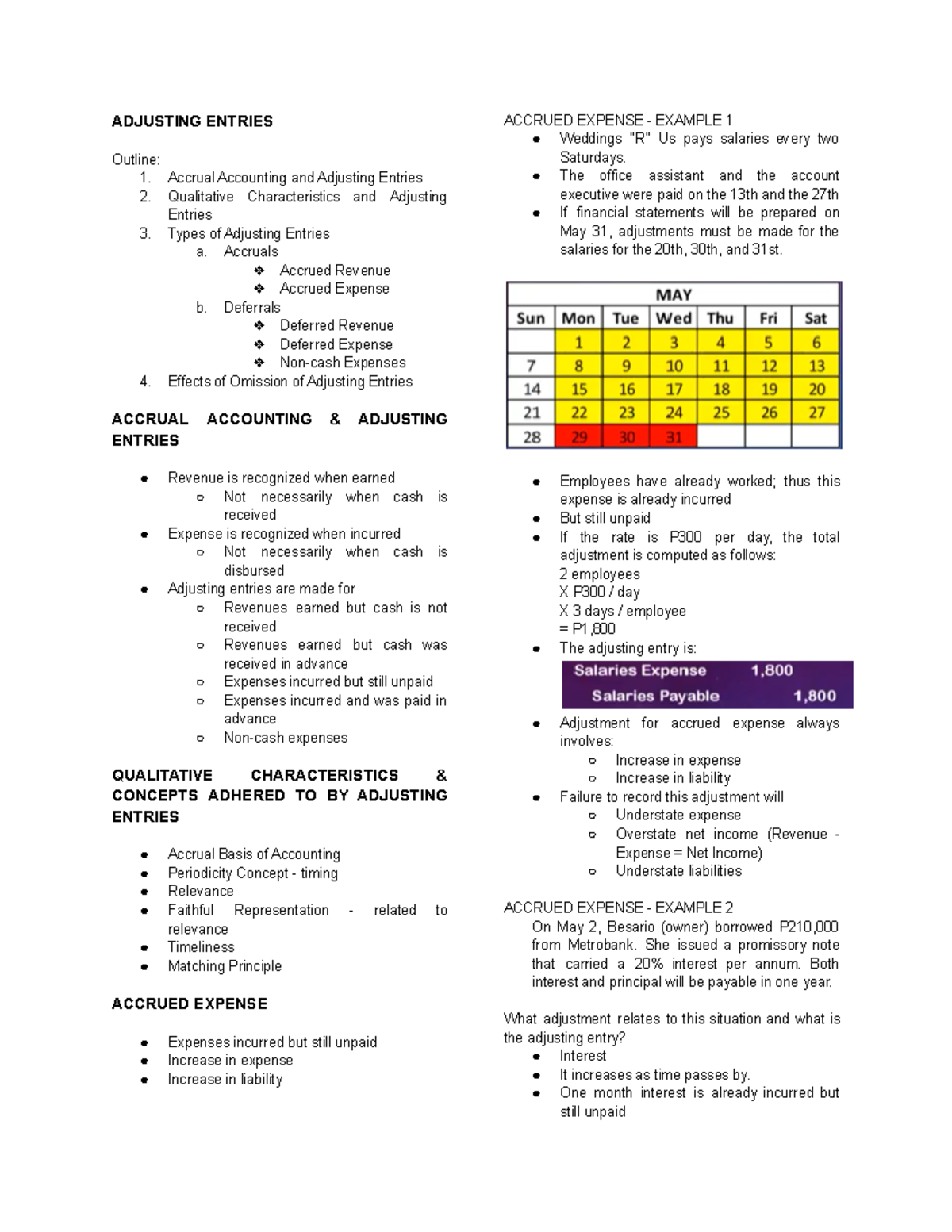 BFAR 101: Adjusting Entries in Accrual Accounting Principles - Studocu