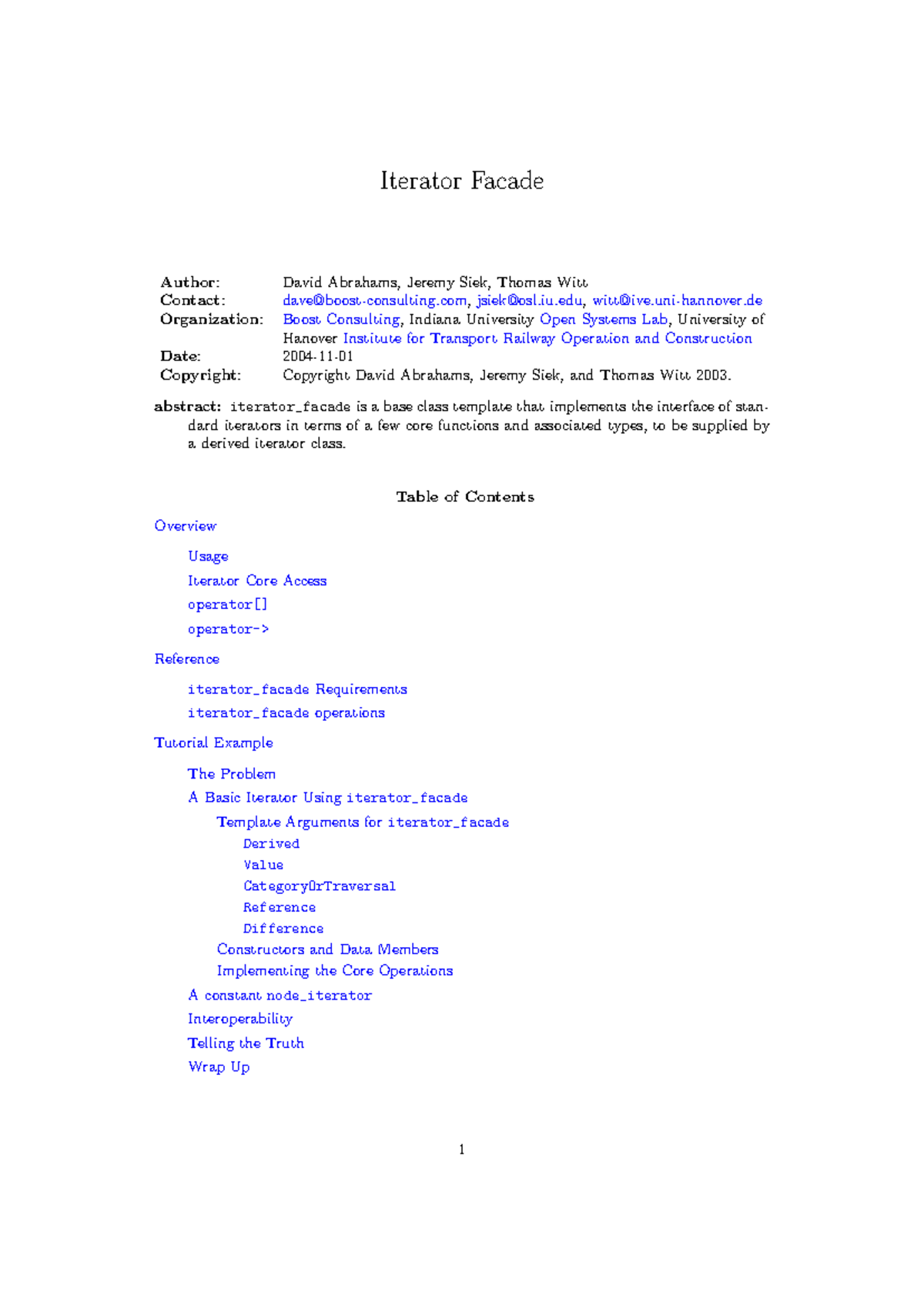 Iterator Facade Tutorial - Boost Documentation Overview - Studocu