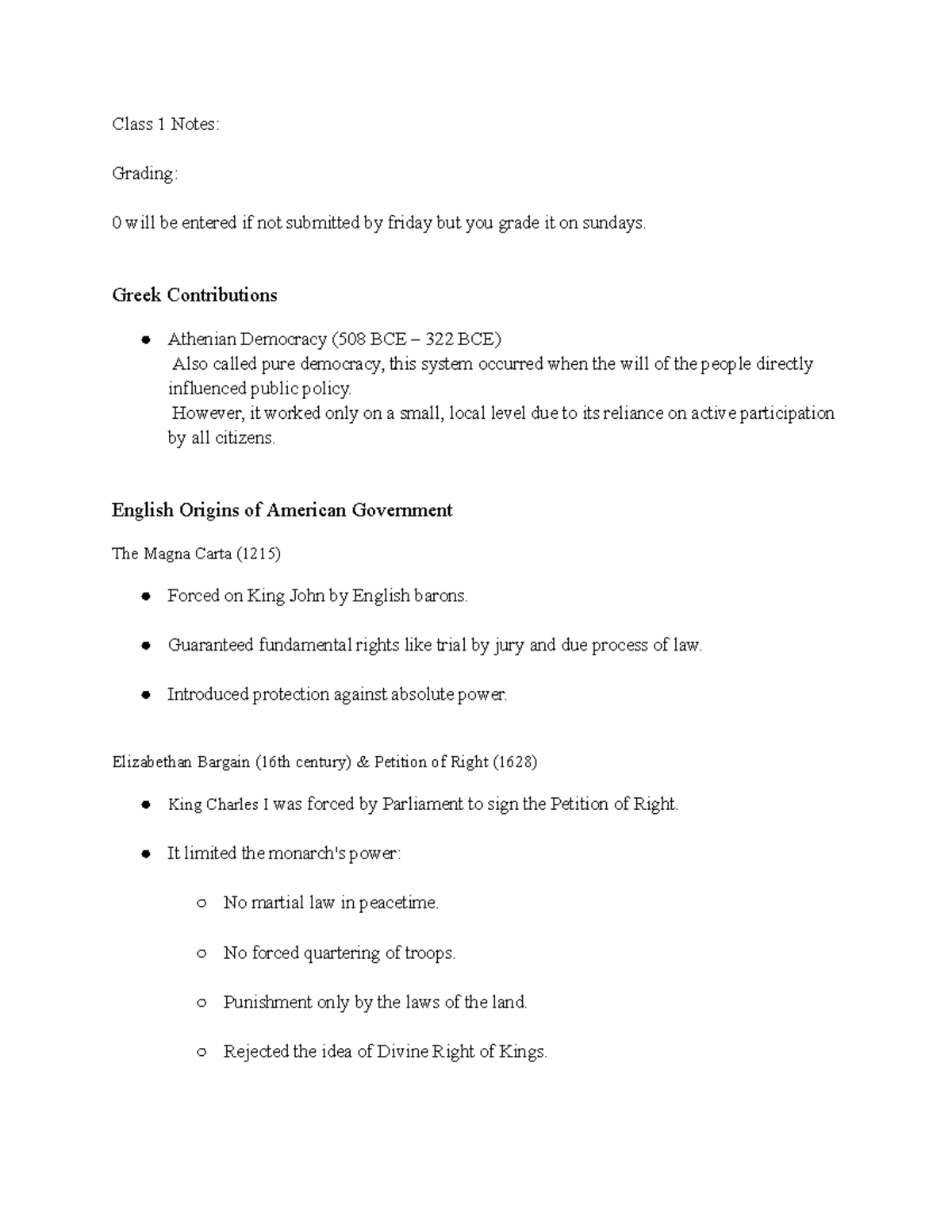 Class 2 USG Notes: Greek Contributions & Philosophical Influences - Studocu