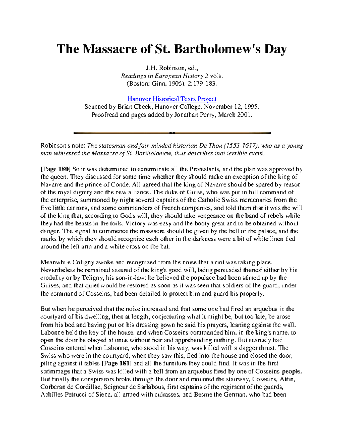 The Massacre of St. Bartholomew's Day: A Historical Account (CYS 102 ...