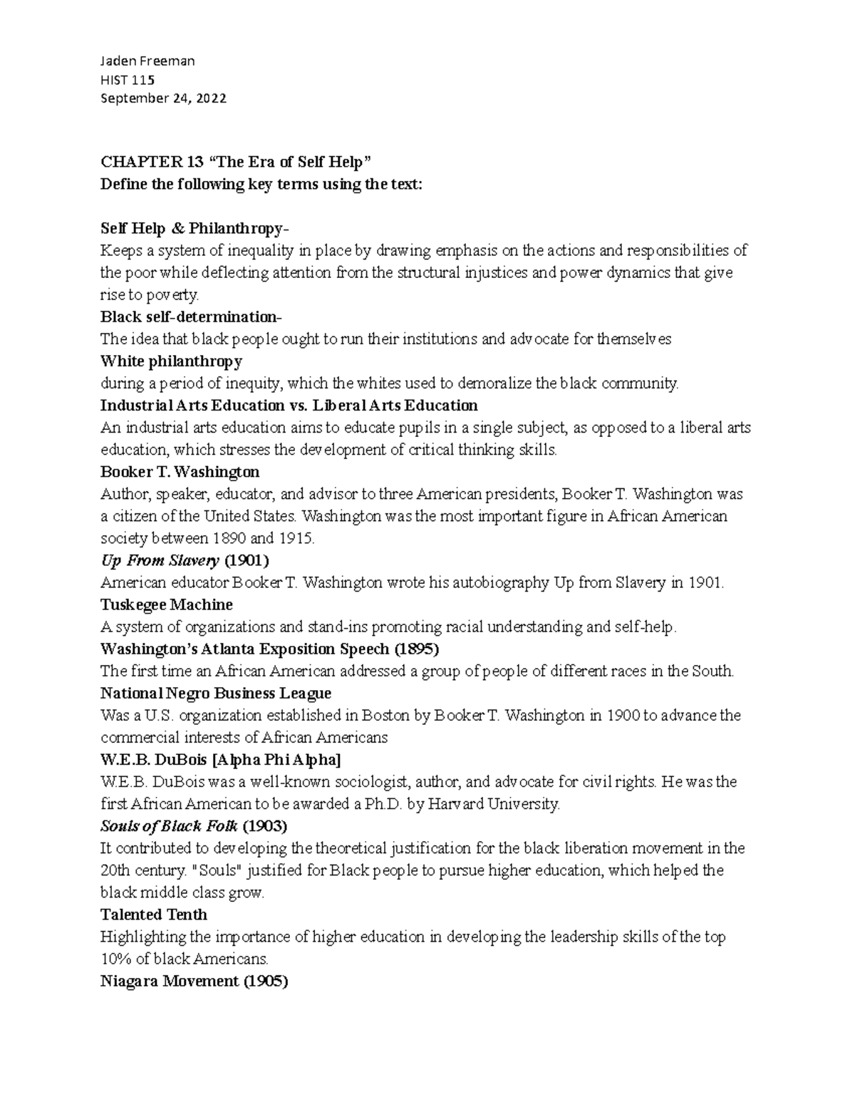 Ch 13 Assignment History 115 - HIST 115 September 24, 2022 CHAPTER 13 ...