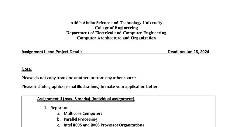 Assignment II: Computer Architecture & Org. - ECE 2024 - Studocu