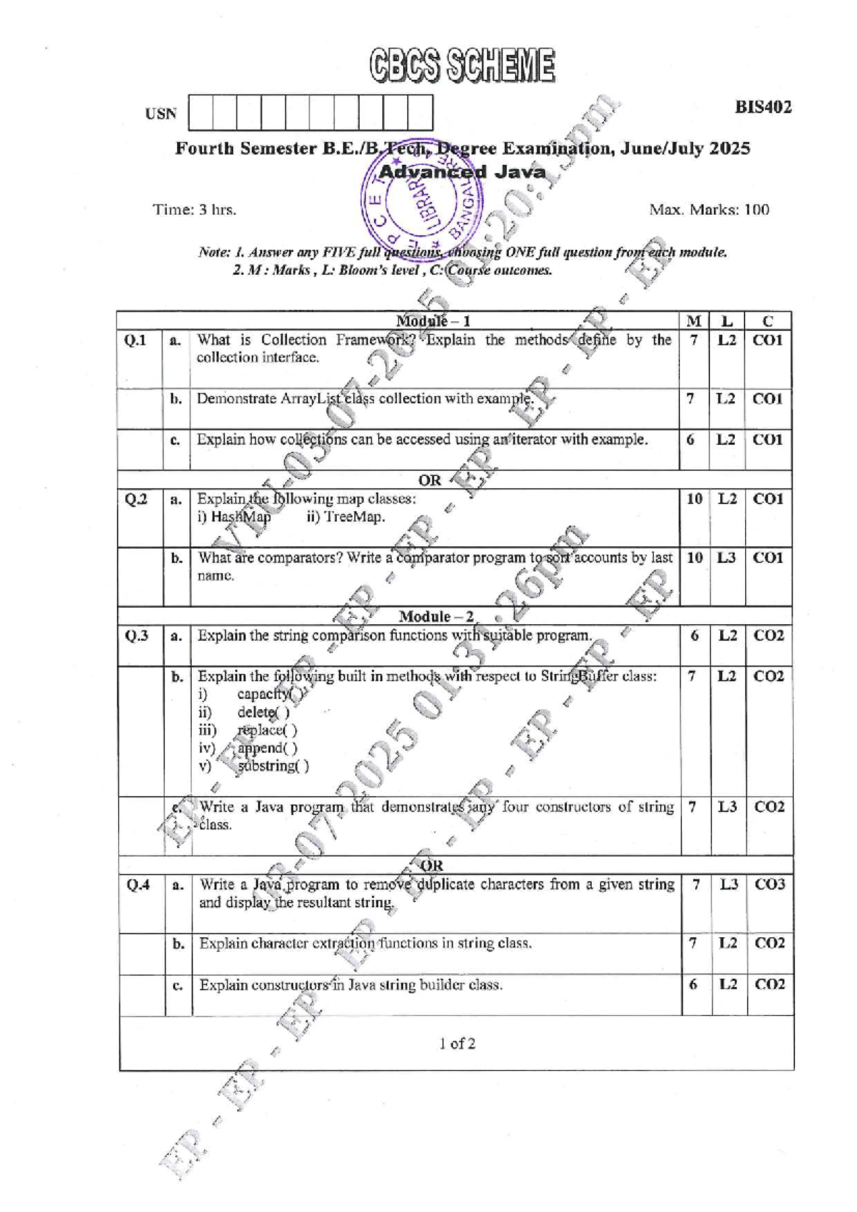 BIS402 Advanced Java Exam - Fourth Semester, June 2025 - Studocu