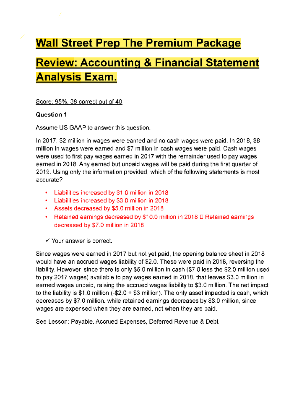 Excel Crash Course Exam (WSP) - Questions & Answers 2023 - Studocu