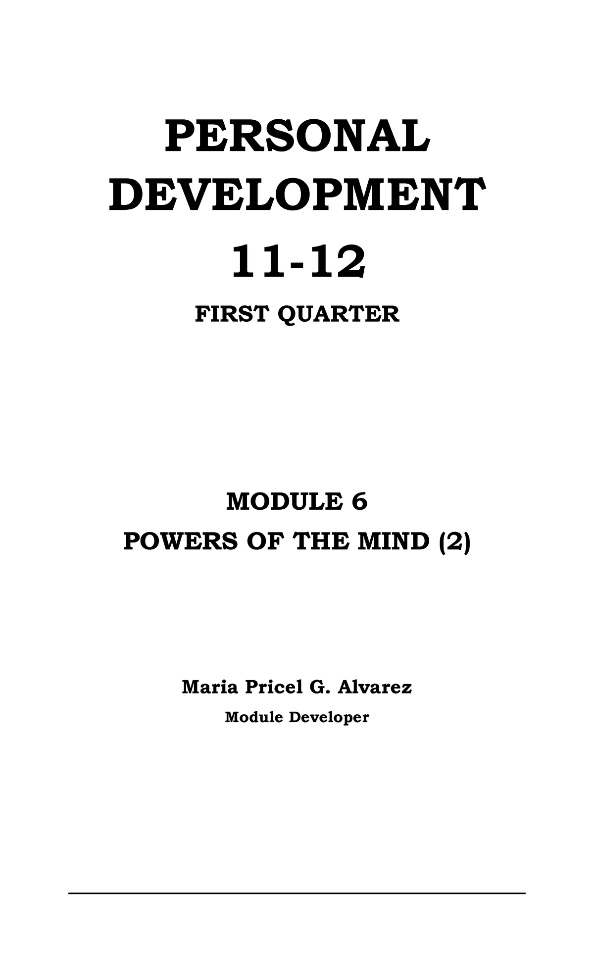 Personal Development Module 6: Enhancing Brain Functions (EsP-PD11/12PM ...