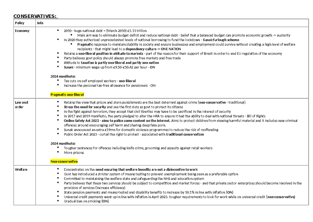 Conservatives 2025 policy overview: Economic and social strategies ...