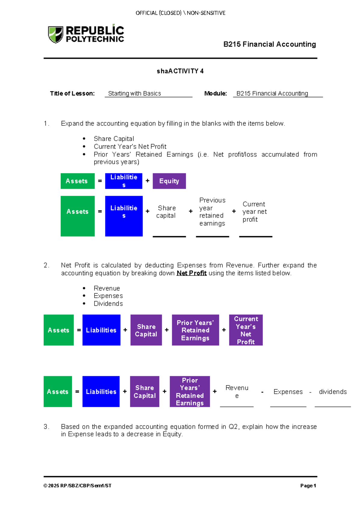 B215 Financial Accounting Activity 4: Understanding Assets ...