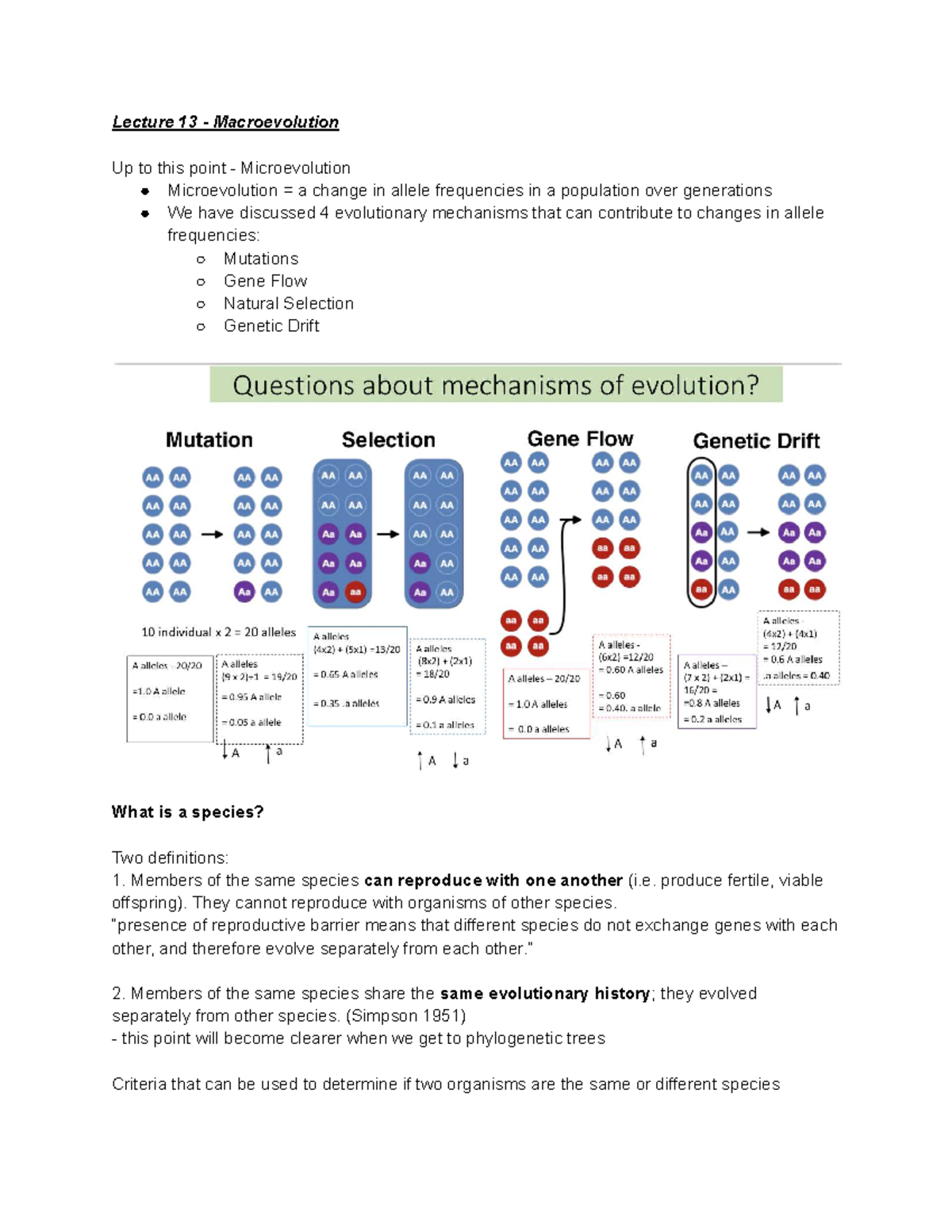BIOL 111 Week 7 Lecture Notes: Macroevolution and Speciation - Studocu