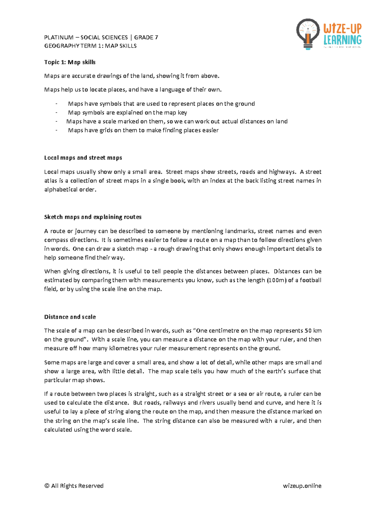Platinum Geography Grade 7 - Term 1: Map Skills Overview - Studocu