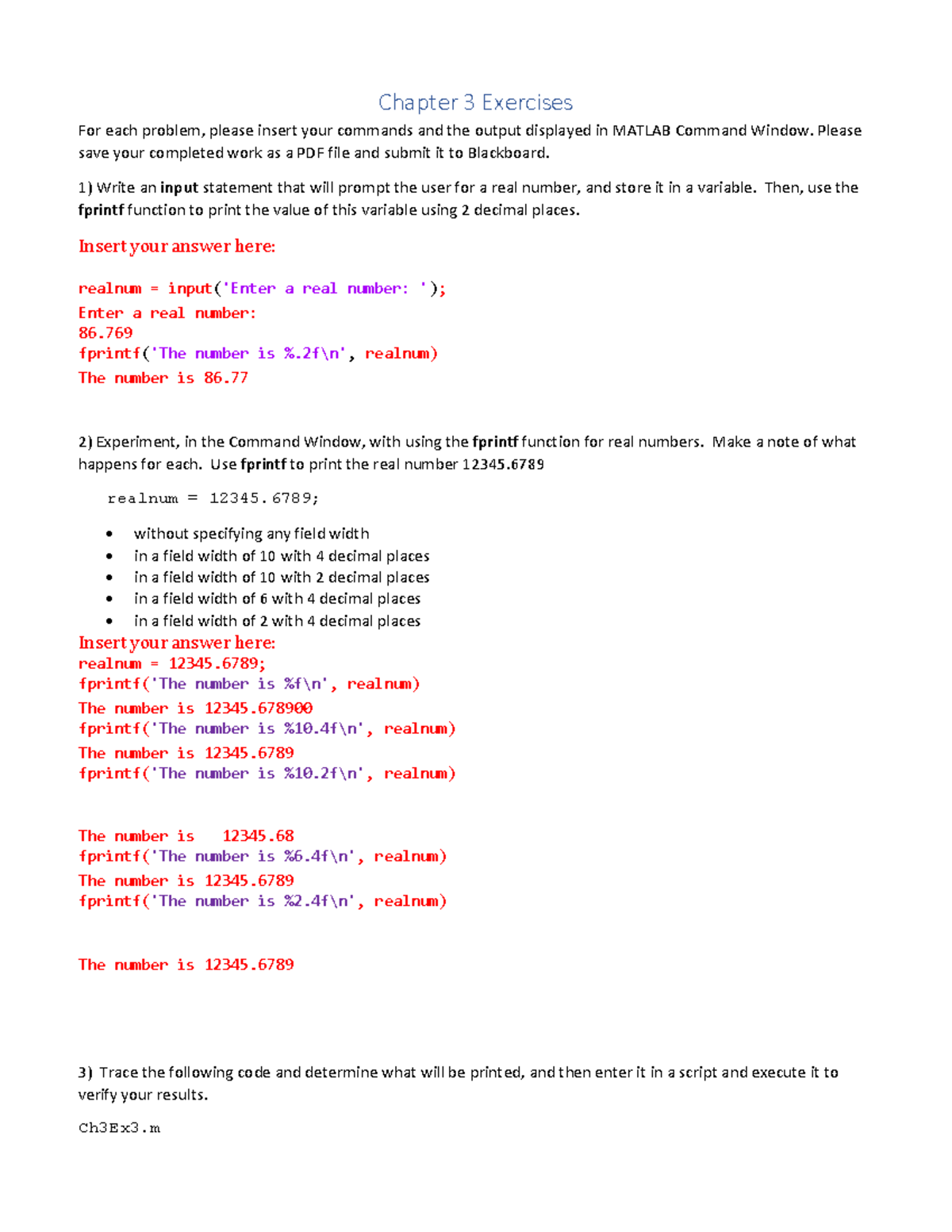 Chapter 3 Exercises - Answers and step by step to the problems ...
